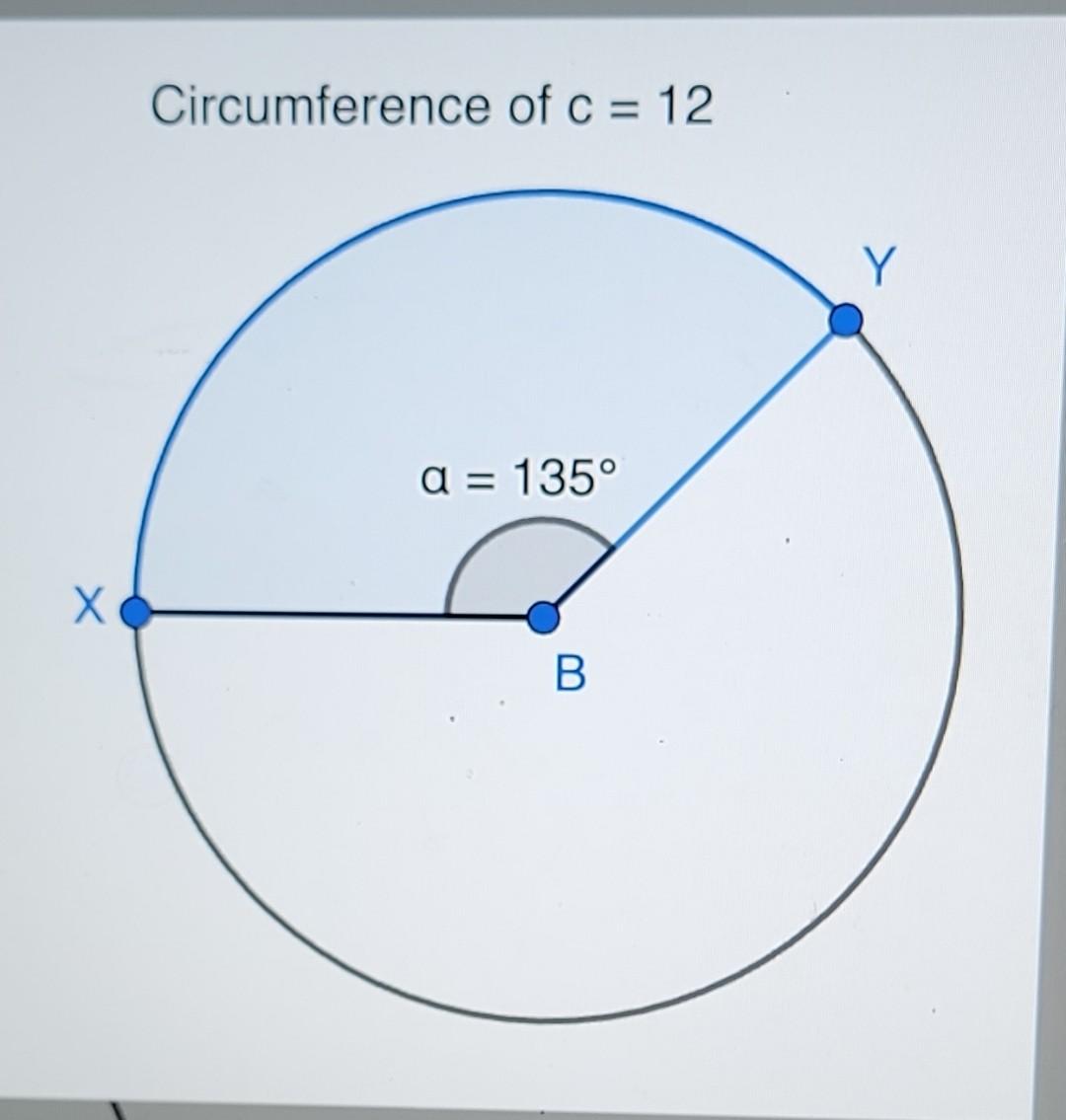 Solved The circumference of circle B is 12 units . Angle XBY | Chegg.com