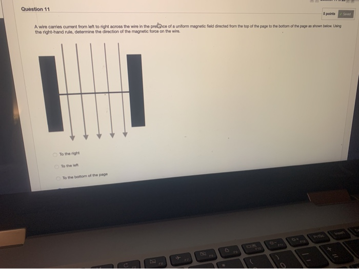 Solved Question 11 points Swed A wire carries current from | Chegg.com