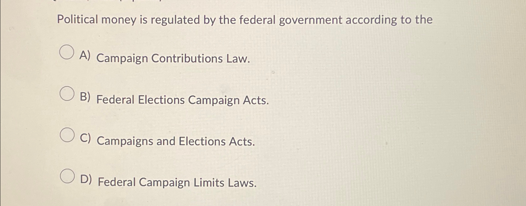 Solved Political money is regulated by the federal | Chegg.com