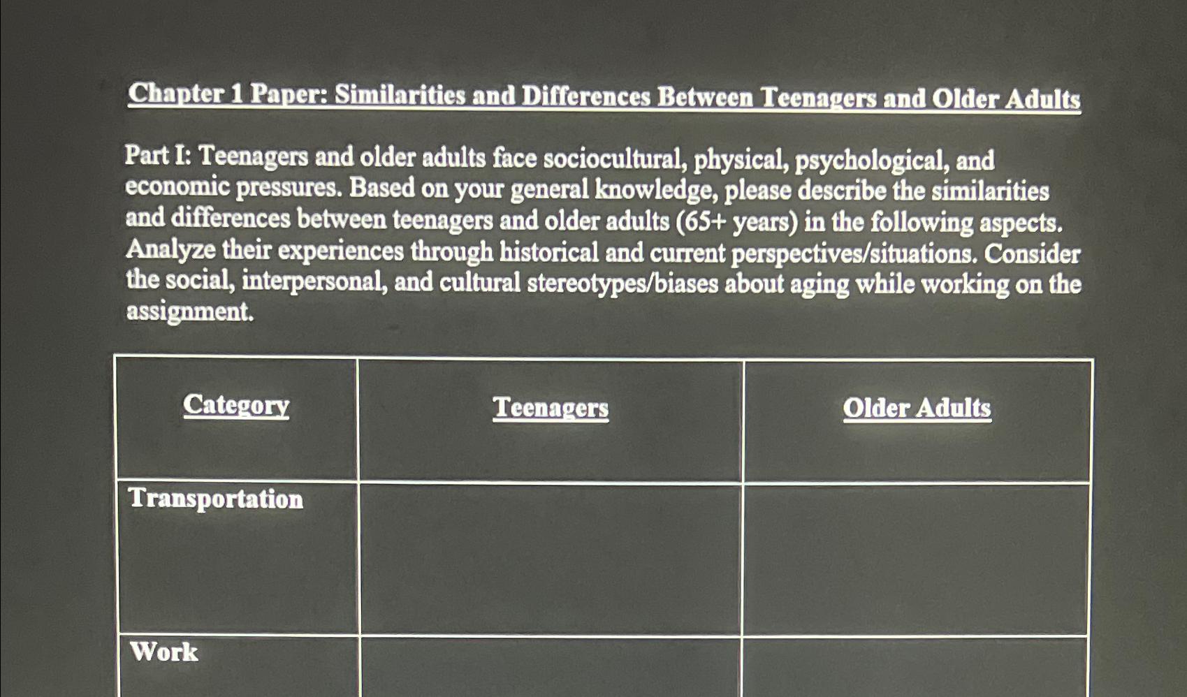 Solved Chapter 1 ﻿Paper: Similarities and Differences | Chegg.com