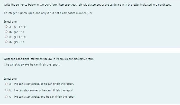 Solved Write the sentence below in symbolic form. Represent | Chegg.com