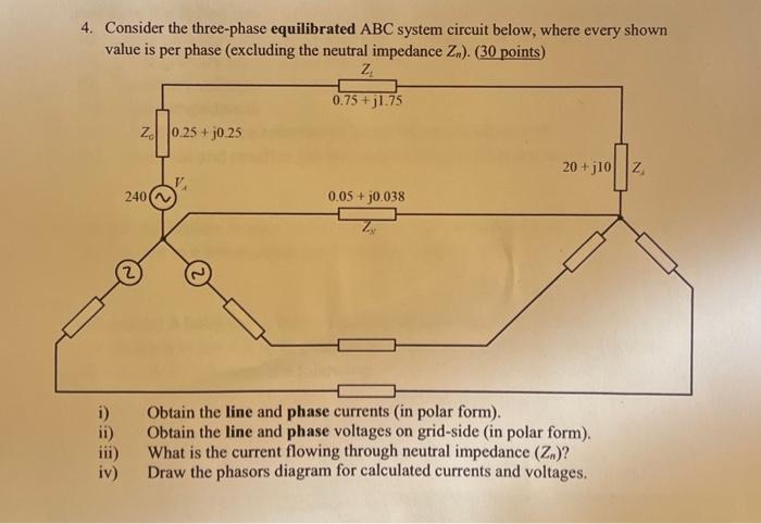 Solved 4. Consider the three-phase equilibrated ABC system | Chegg.com