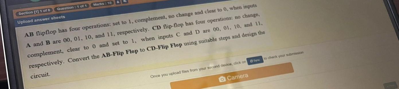 Solved Upload answer sheets AB flipflop has four operations: | Chegg.com