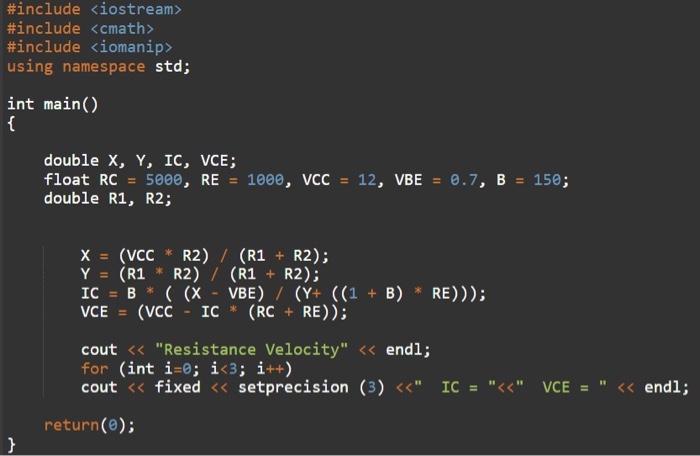 Solved Exercise # 1: For the circuit shown, write a C++ | Chegg.com