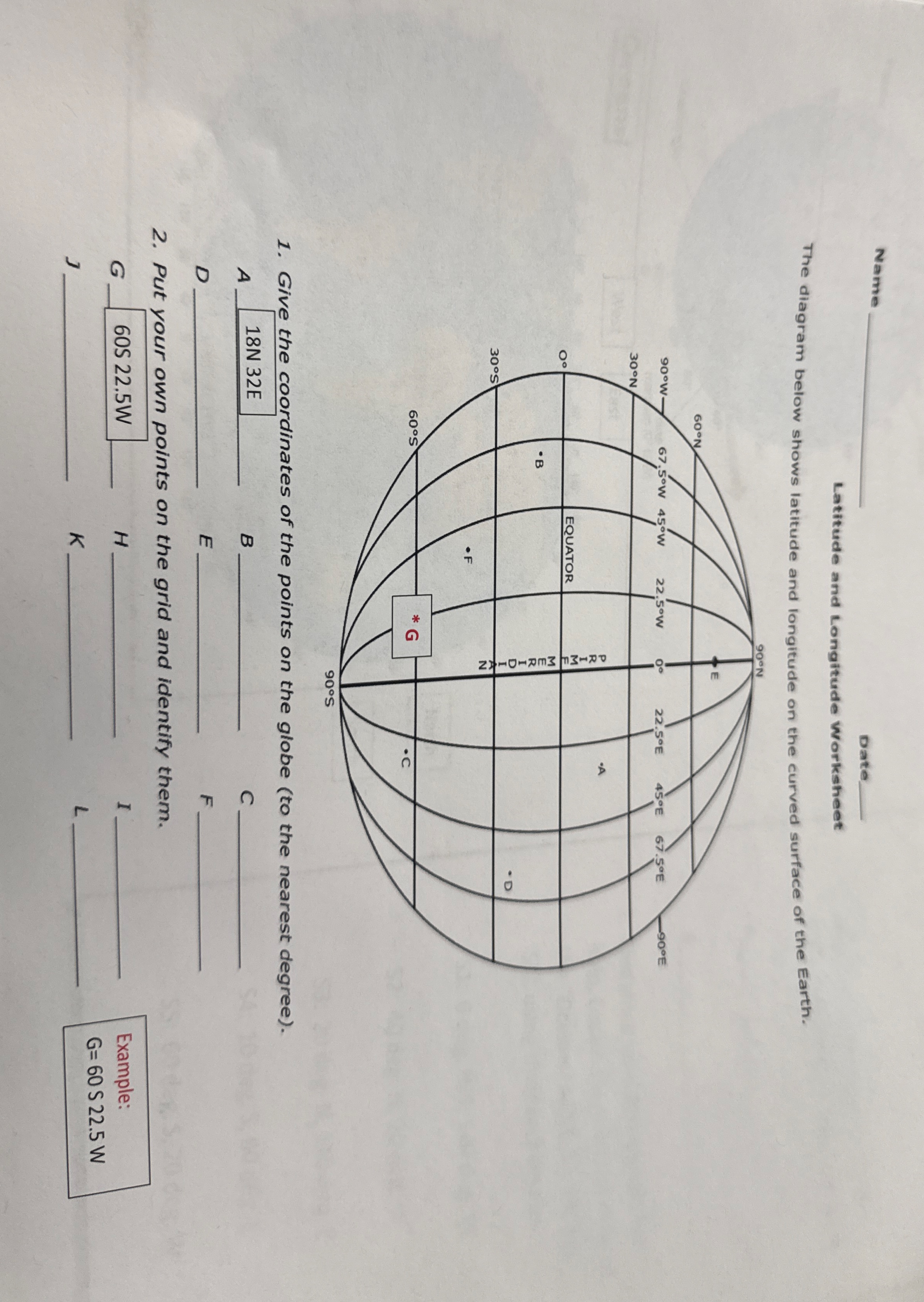 Solved Nameq,Dateq,Latitude and Longitude WorksheetThe | Chegg.com