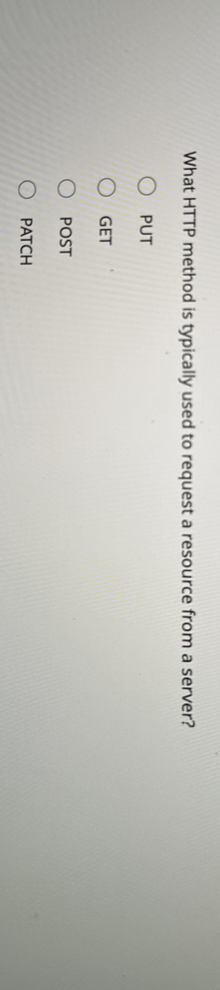 Solved What HTTP method is typically used to request a | Chegg.com