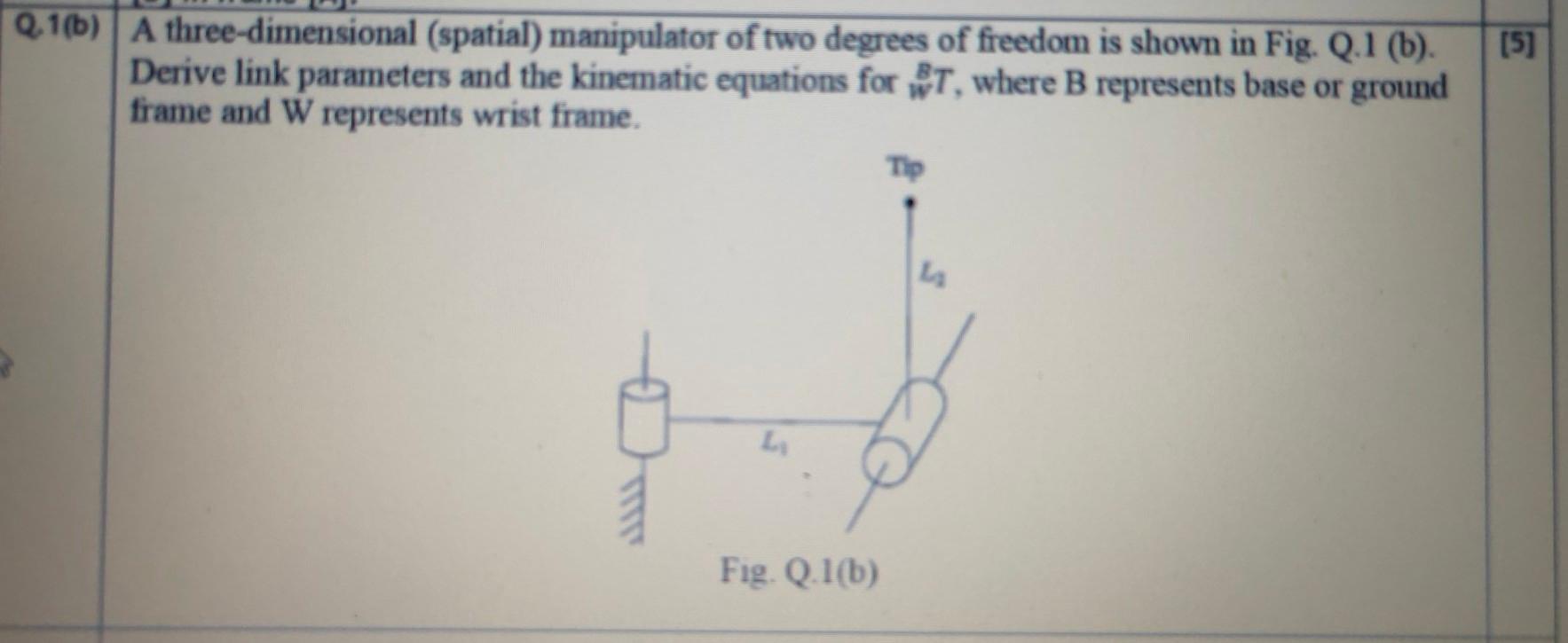 Solved A three-dimensional (spatial) manipulator of two | Chegg.com