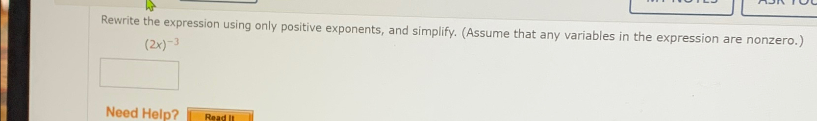 Solved Rewrite the expression using only positive exponents, | Chegg.com