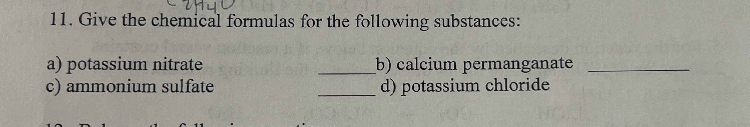 Solved Give the chemical formulas for the following | Chegg.com