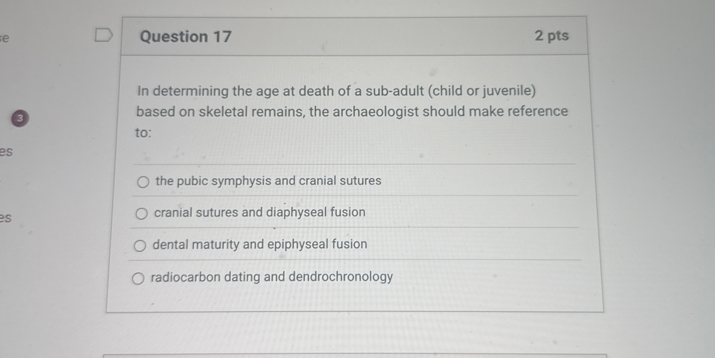 Solved Question 172 ﻿ptsIn determining the age at death of a | Chegg.com