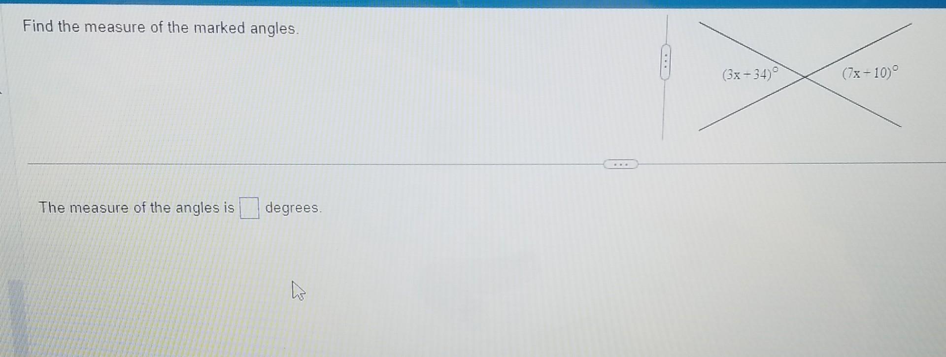Solved Find the measure of the marked angles. The measure of | Chegg.com