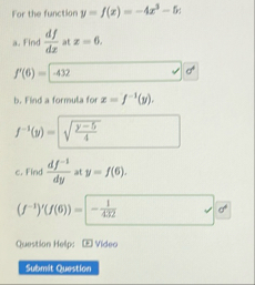 Solved For the function y=f(x)=-4x3-55a. ﻿Find dfdx ﻿at | Chegg.com