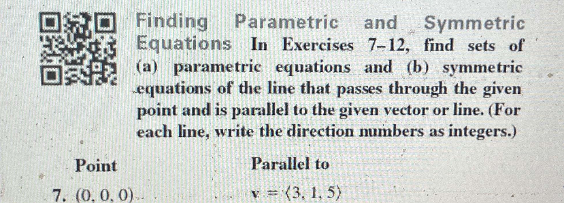 Solved Finding Parametric And Symmetric Equations In