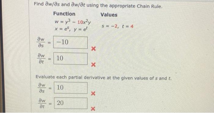 Solved Find aw/as and aw/at using the appropriate Chain | Chegg.com