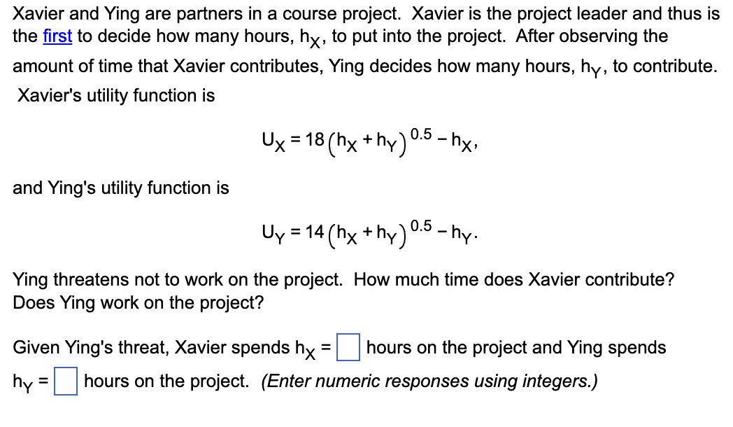 Xavier and Ying are partners in a course project. | Chegg.com