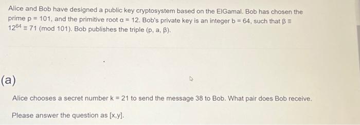Solved Alice and Bob have designed a public key cryptosystem | Chegg.com