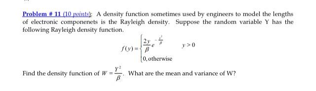 Solved Problem # 11 (10 points): A density function | Chegg.com