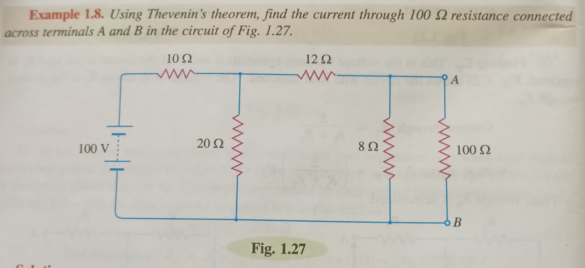 Solved Example 1.8. ﻿Using Thevenin's theorem, find the | Chegg.com