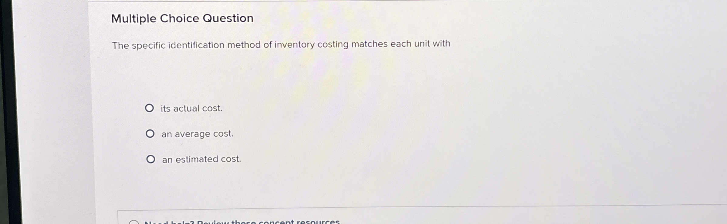 Solved Multiple Choice QuestionThe specific identification | Chegg.com
