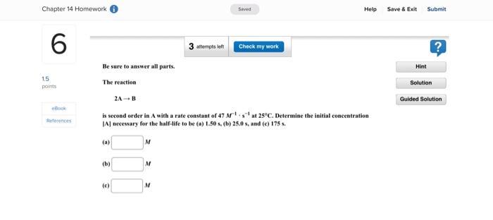 Solved Be sure to answer all parts. The reaetion 2 A→B is | Chegg.com