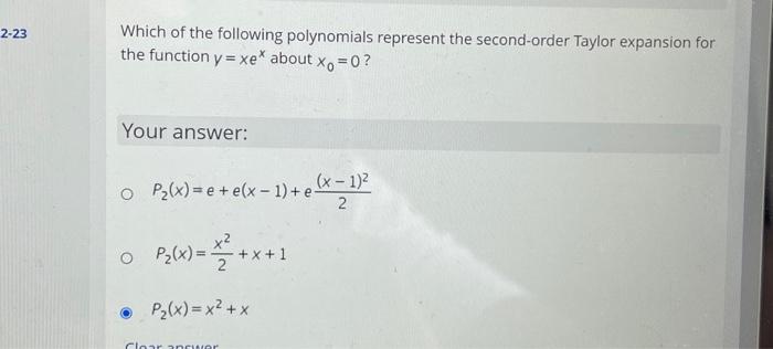 Solved Which of the following polynomials represent the | Chegg.com
