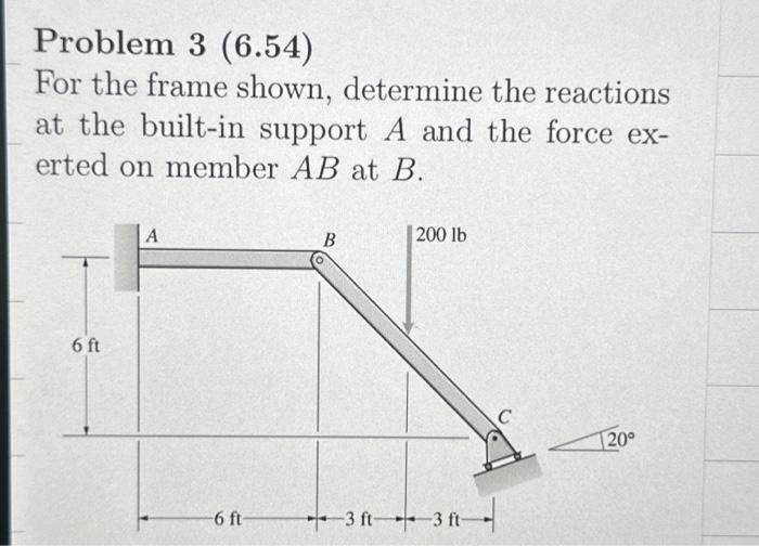 Solved Problem 3 (6.54) For the frame shown, determine the | Chegg.com