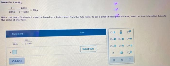 Solved Prove the identity. COSX 1 1 x COSX l+ sinx Note that | Chegg.com Solved Prove the identity. COSX 1 1 x COSX l+ sinx Note that | Chegg.com