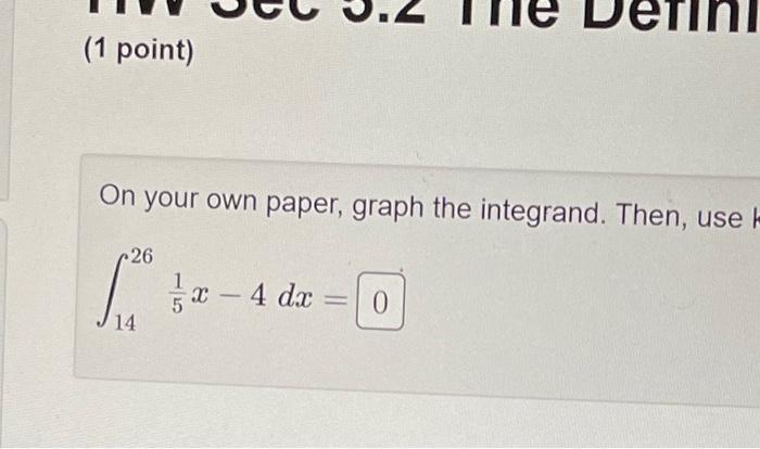 Solved (1 point) On your own paper, graph the integrand. | Chegg.com