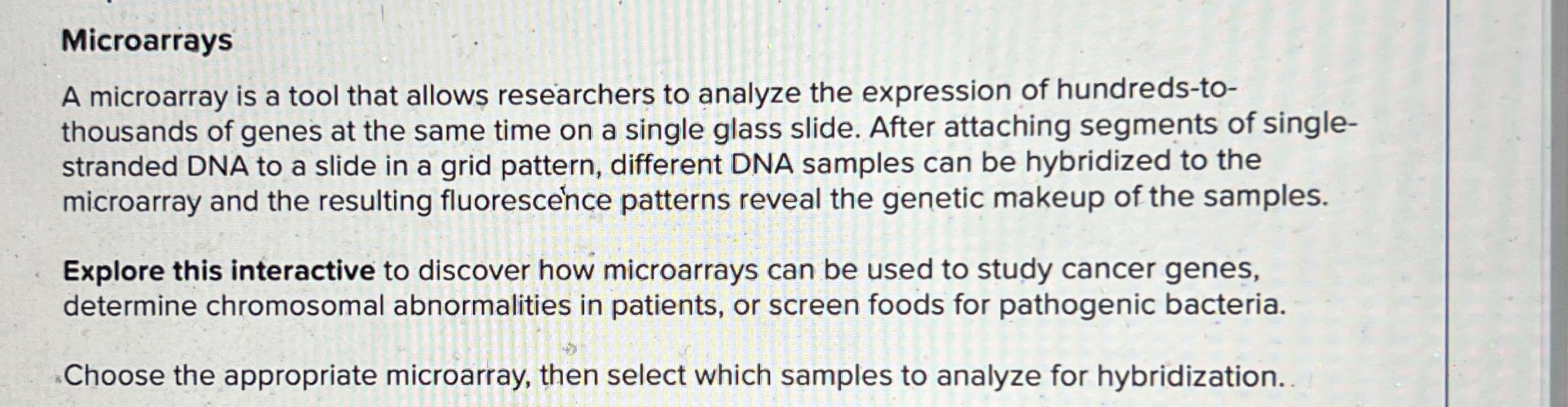 Solved MicroarraysA microarray is a tool that allows | Chegg.com