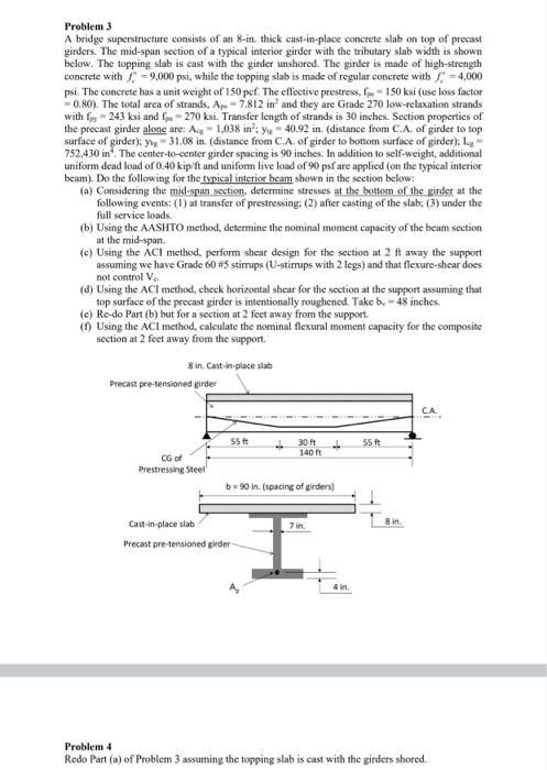 Problem 3 A bridge superstructure consists of an | Chegg.com