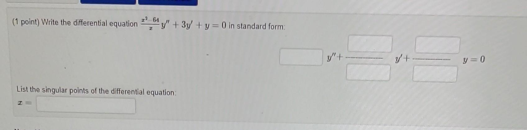Solved (1 point) Write the differential equation | Chegg.com