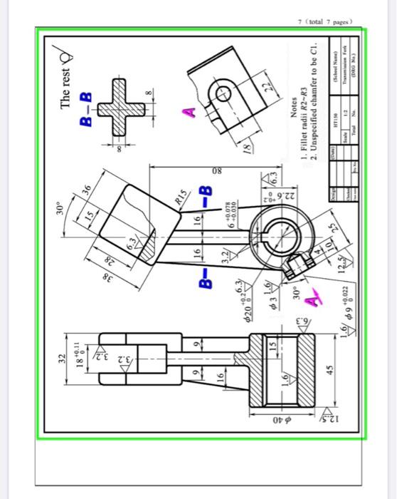 Solved TOTAL 9 7. According to the given detail drawing, try | Chegg.com