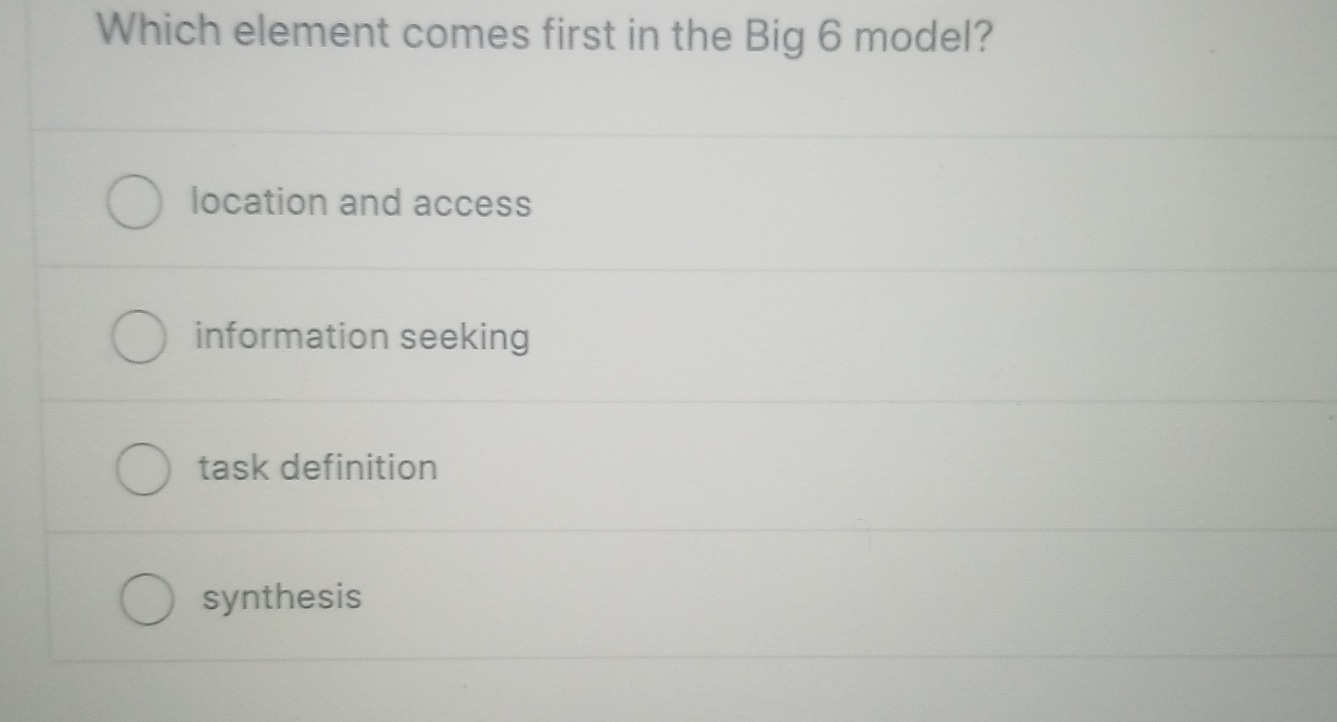 Solved Which element comes first in the Big 6 | Chegg.com