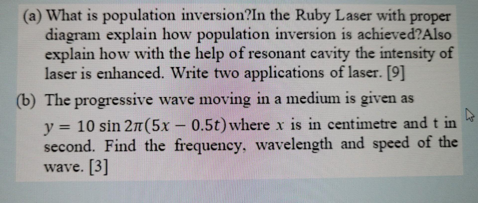 Solved (a) What is population inversion?In the Ruby Laser | Chegg.com