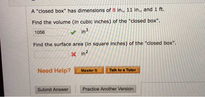 Solved A "closed box" has dimensions of 8 in., 11 in., and 1 | Chegg.com