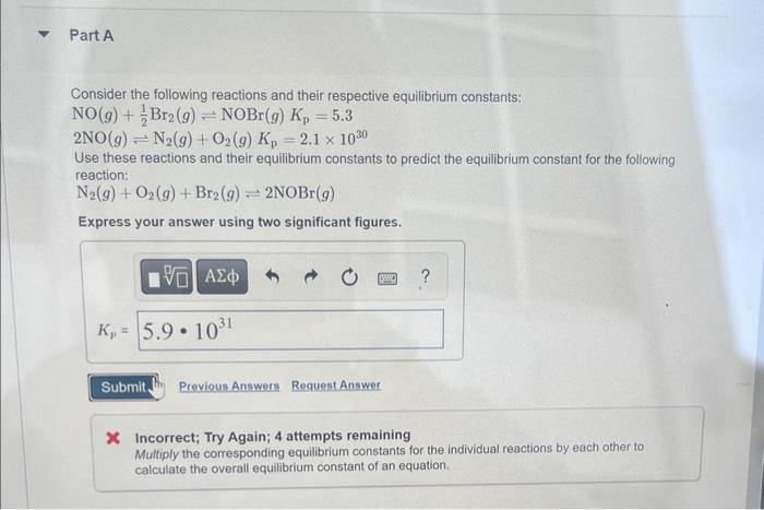 Solved Consider the following reactions and their respective | Chegg.com