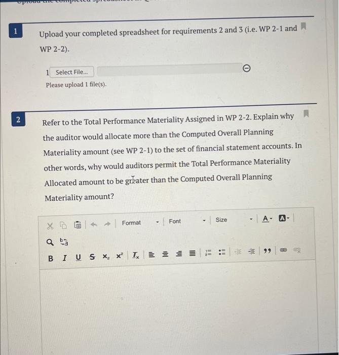 Determining Materiality Thresholds Background The | Chegg.com