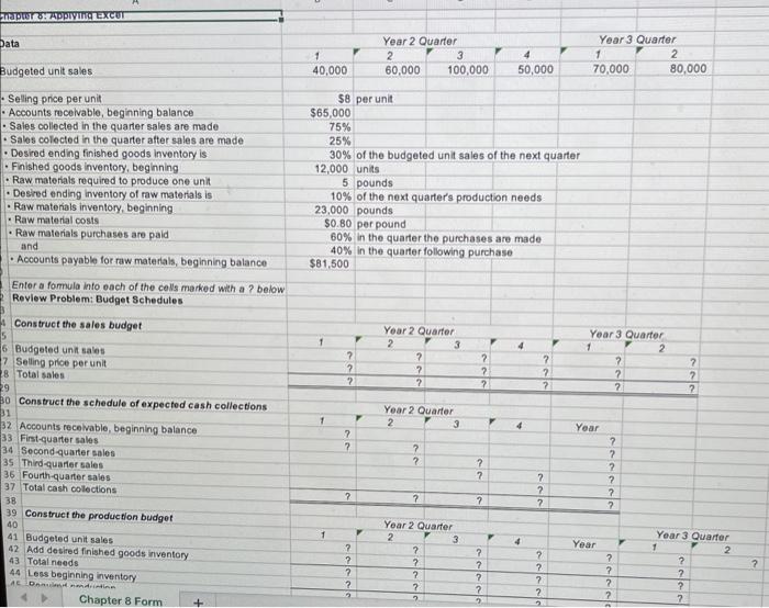 Solved Chapter 8: Applying Excel: Excel Worksheet (Part 1 of | Chegg.com