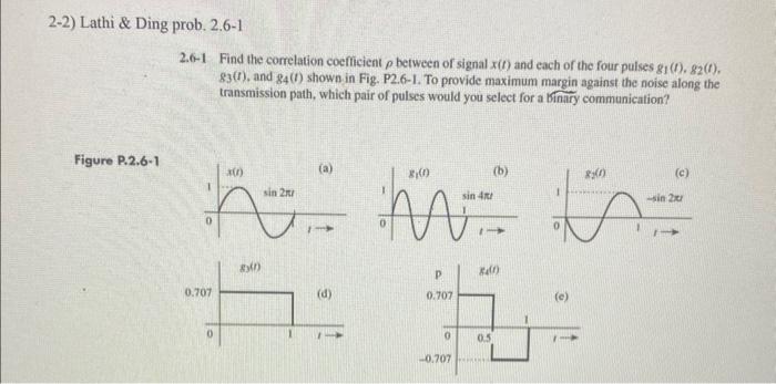 Solved 26 1 Find The Correlation Coeflicient ρ Between Of 