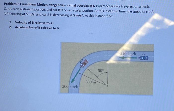 Solved Problem 2 Curvilinear Motion, tangential-normal | Chegg.com