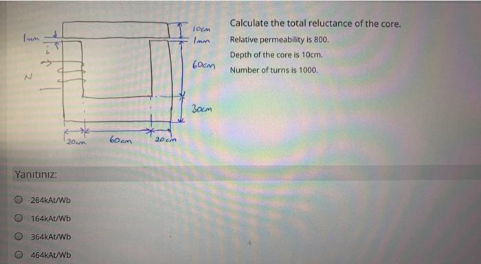 Solved OCM Inn Calculate the total reluctance of the core. | Chegg.com