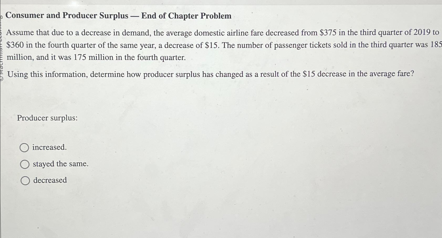 Solved Consumer and Producer Surplus - ﻿End of Chapter | Chegg.com