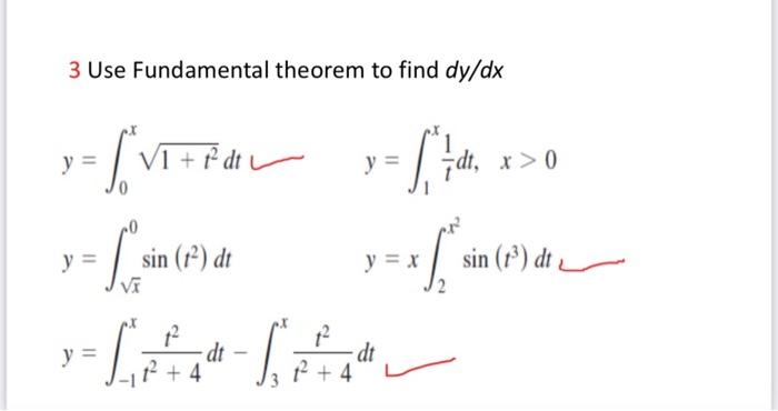 Solved 3 Use Fundamental theorem to find dy/dx | Chegg.com
