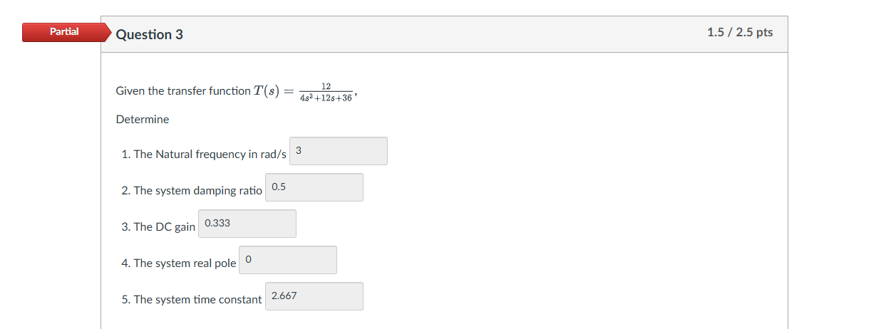 Solved Given the transfer function | Chegg.com