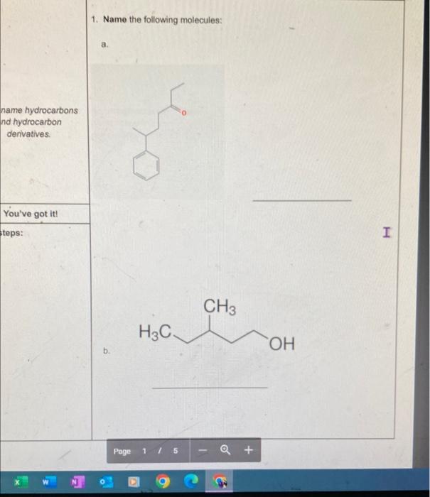 1. Name the following molecules: | Chegg.com