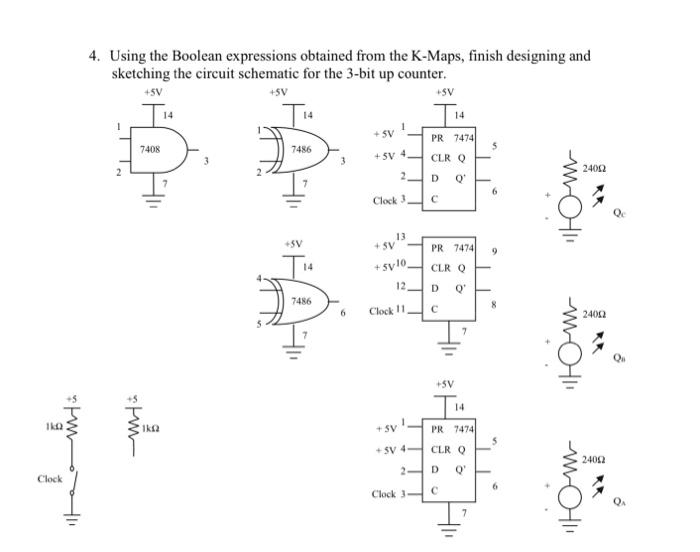 Solved 4. Using the Boolean expressions obtained from the | Chegg.com
