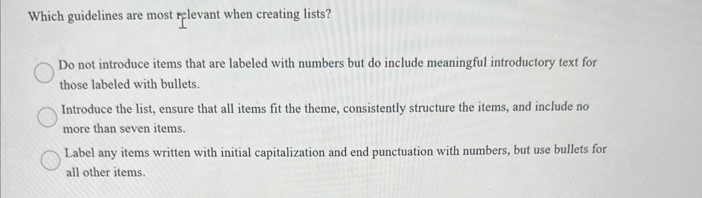 Solved Which guidelines are most relevant when creating | Chegg.com