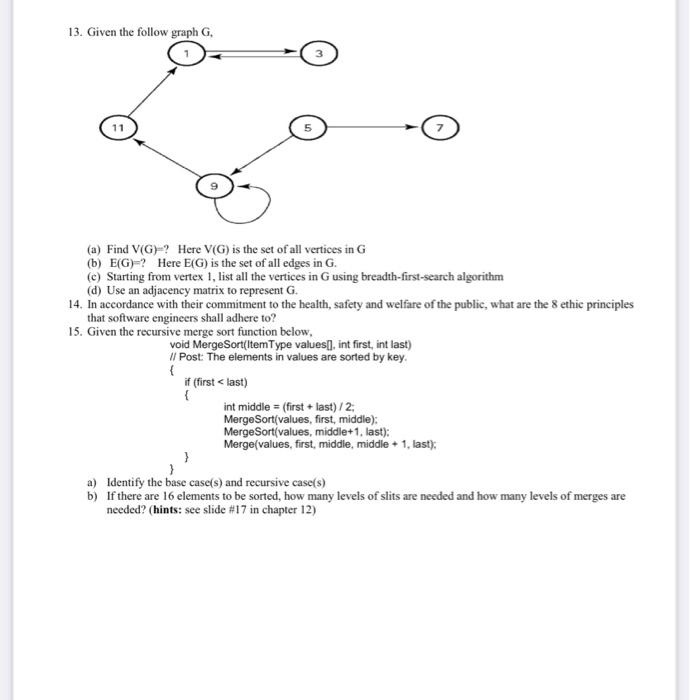 Solved 1. Given the following class | Chegg.com