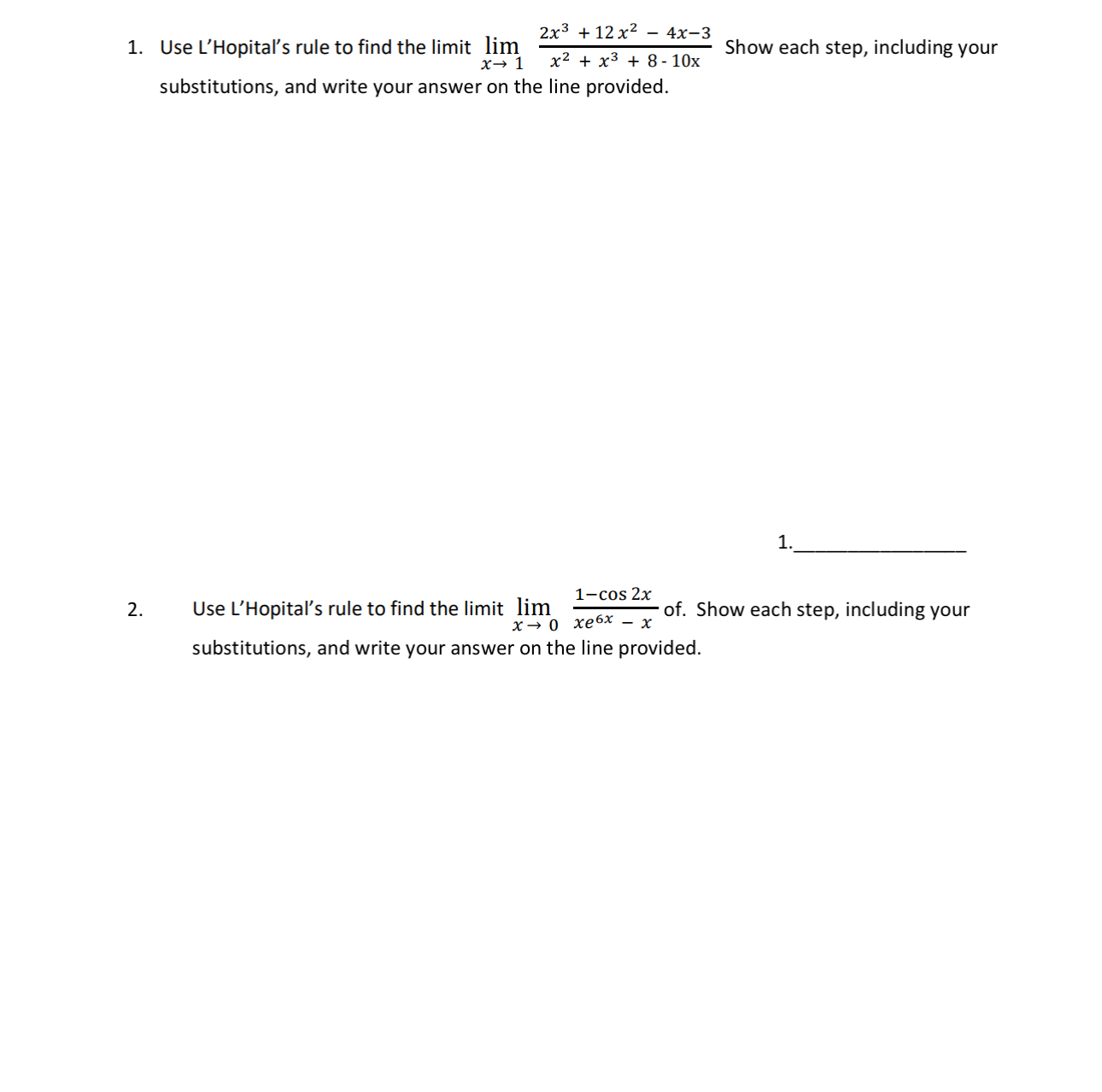 Solved Use L'Hopital's rule to find the limit | Chegg.com