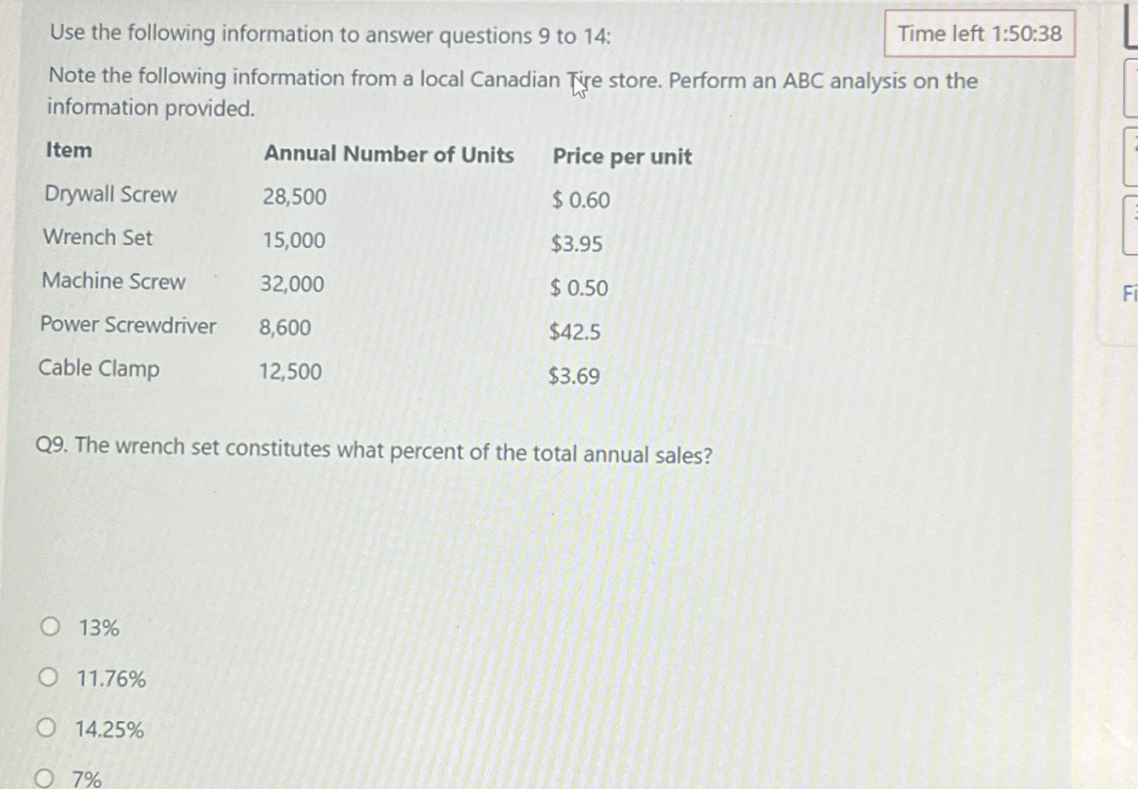 Solved Use the following information to answer questions 9 | Chegg.com